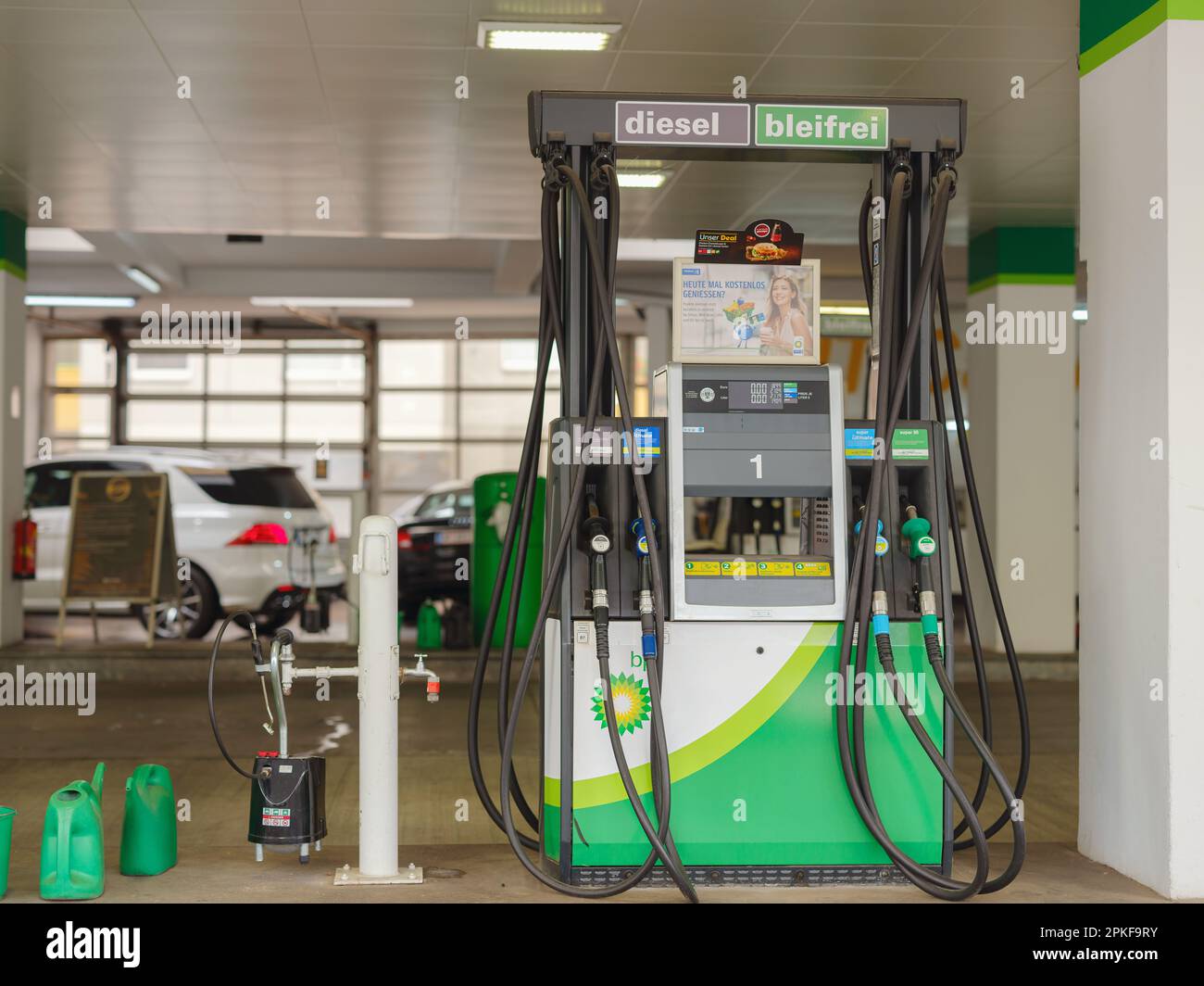 Vienna, Austria - August 7, 2022: Cars refuel at the BP gas station ...