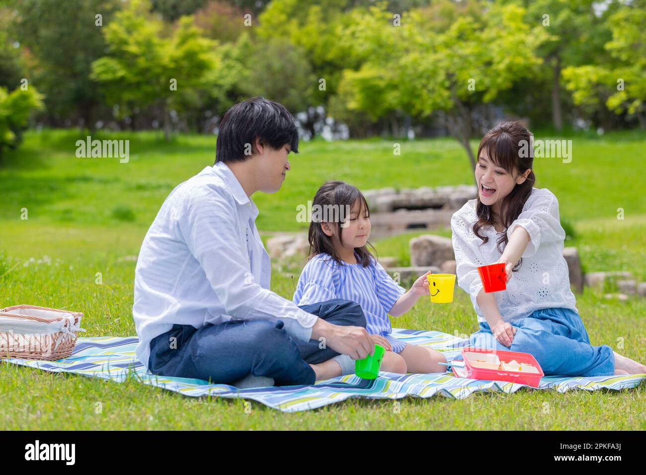 Family having a picnic Stock Photo - Alamy