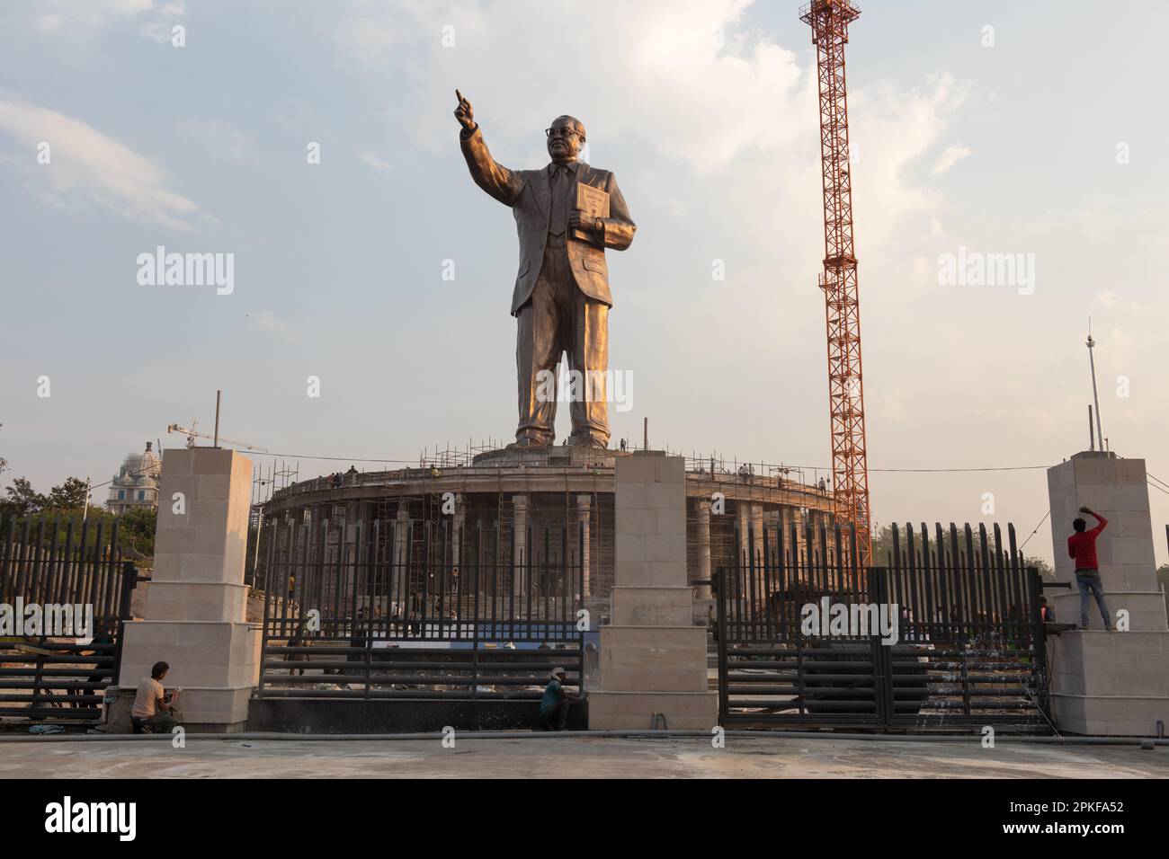Hyderabad, India.7th April, 2023. 125-feet tall bronze statue of B.R. Ambedkar in Hyderabad will ...