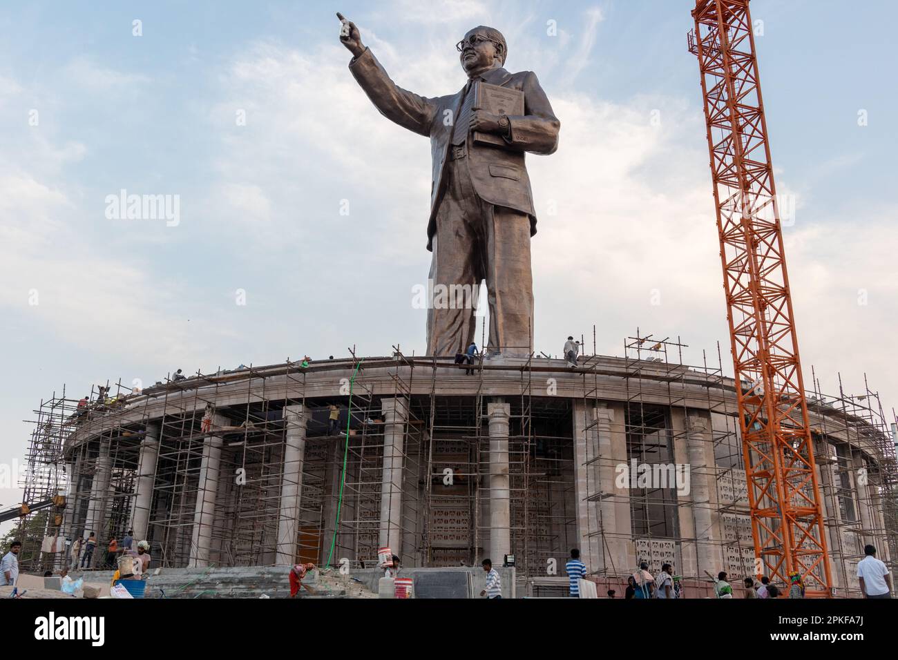 Hyderabad, India.7th April, 2023. 125-feet tall bronze statue of B.R. Ambedkar in Hyderabad will ...