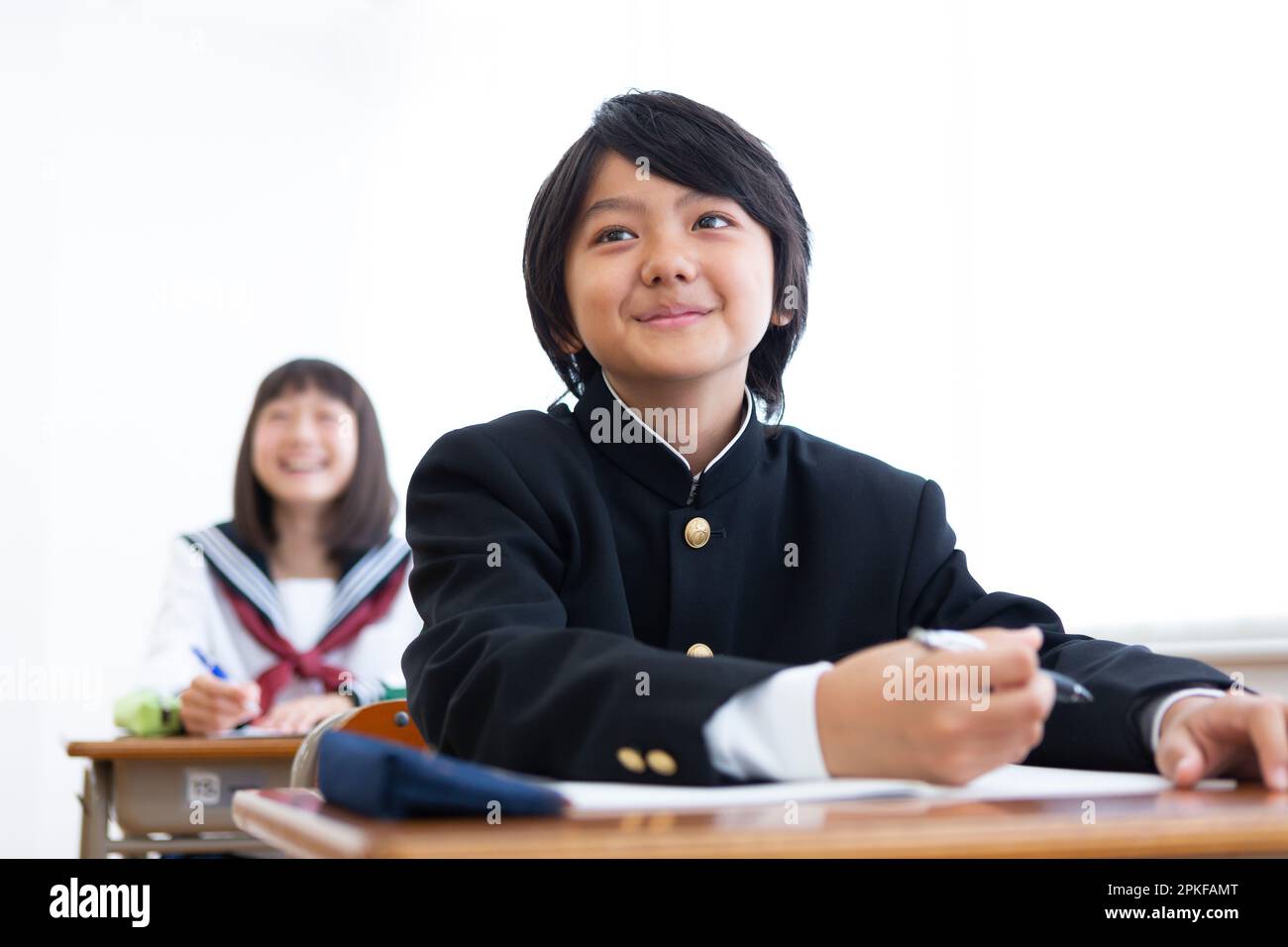 Junior high school students in class Stock Photo - Alamy