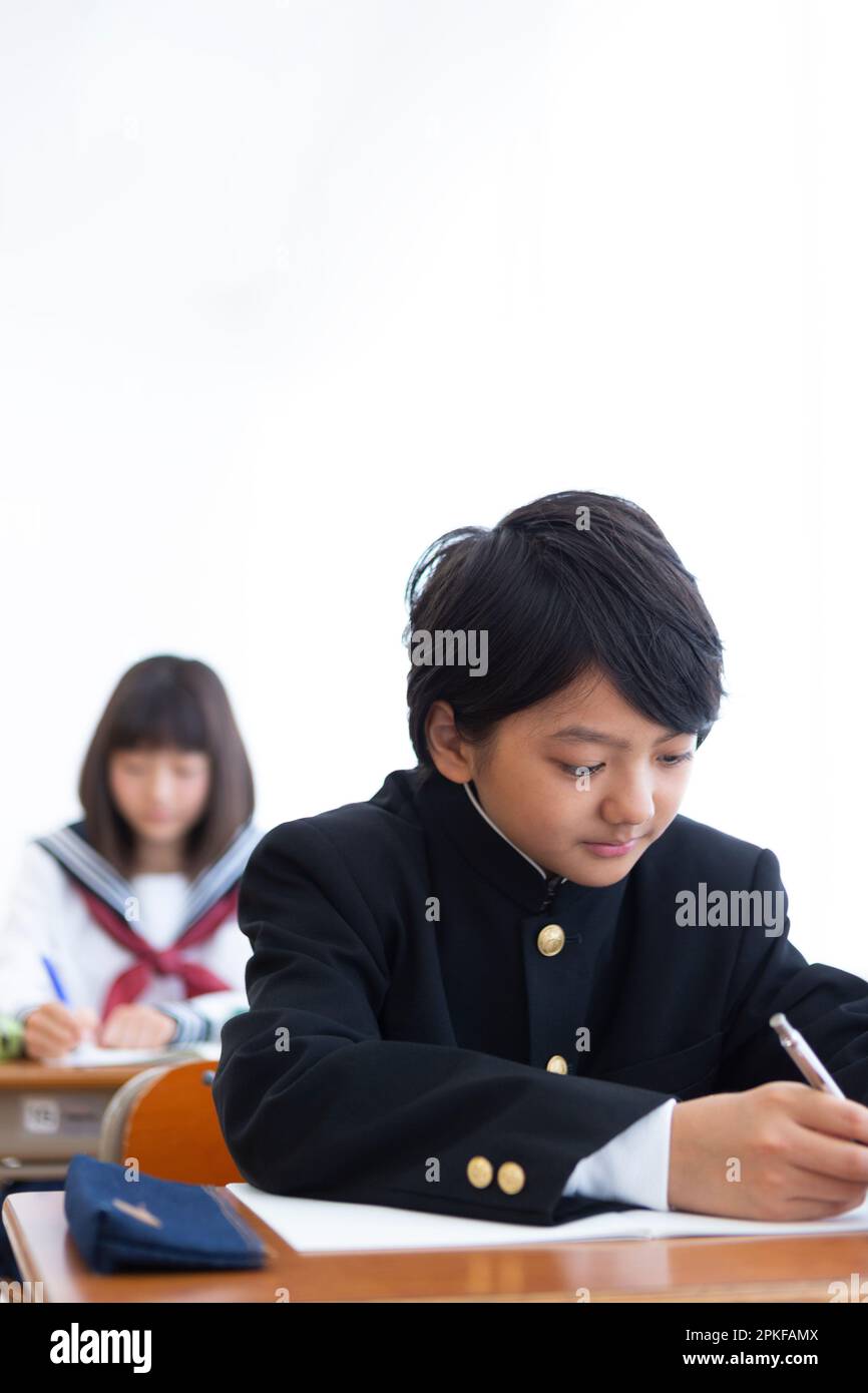 Junior high school students in class Stock Photo - Alamy