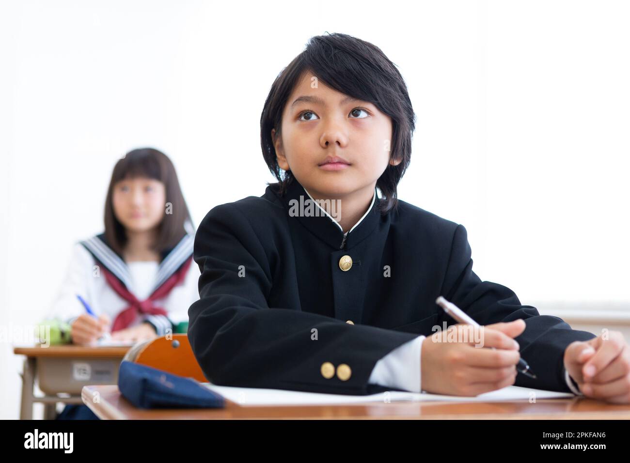Junior high school students in class Stock Photo - Alamy