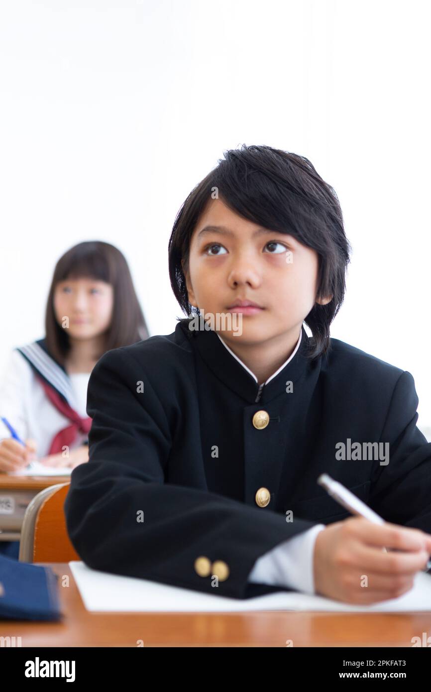 Junior high school students in class Stock Photo - Alamy