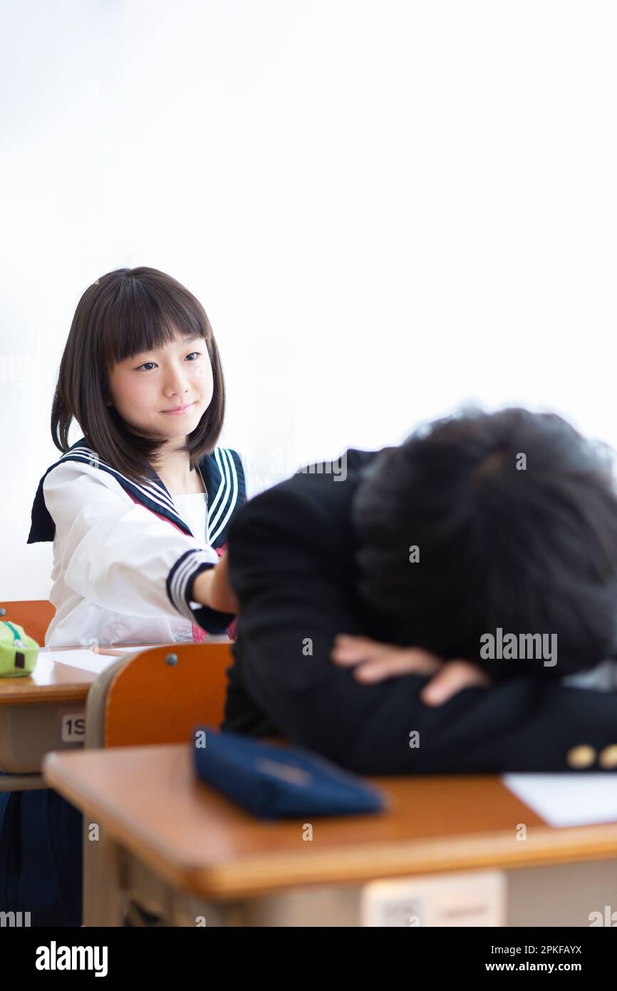Junior high school students dozing off Stock Photo - Alamy