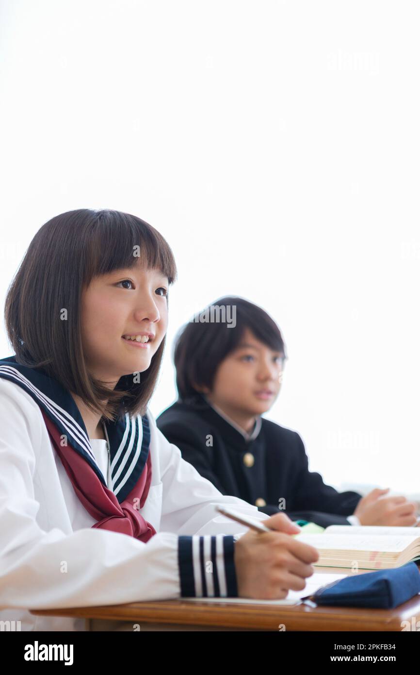 Junior high school students in class Stock Photo - Alamy