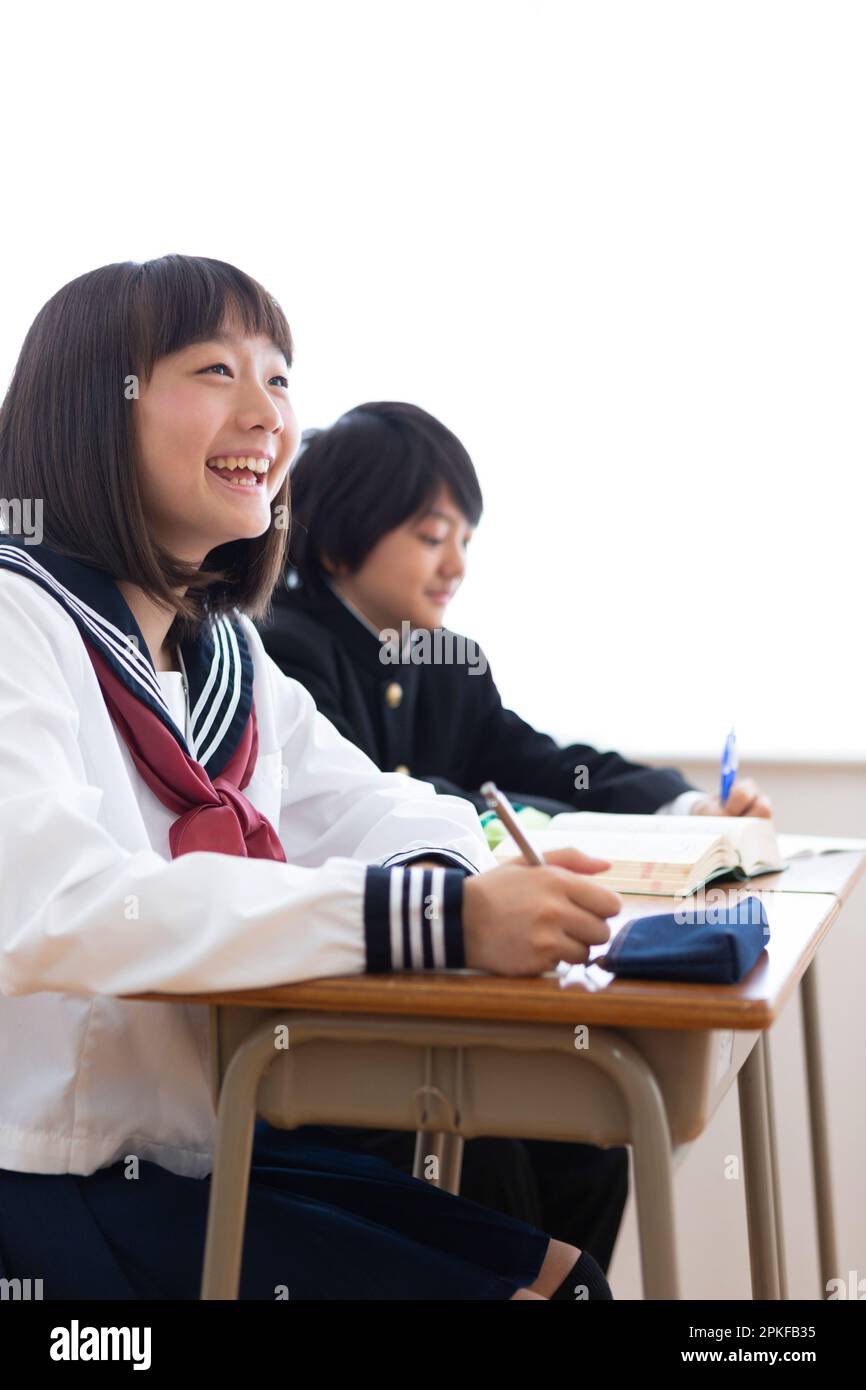 Junior high school students in class Stock Photo - Alamy