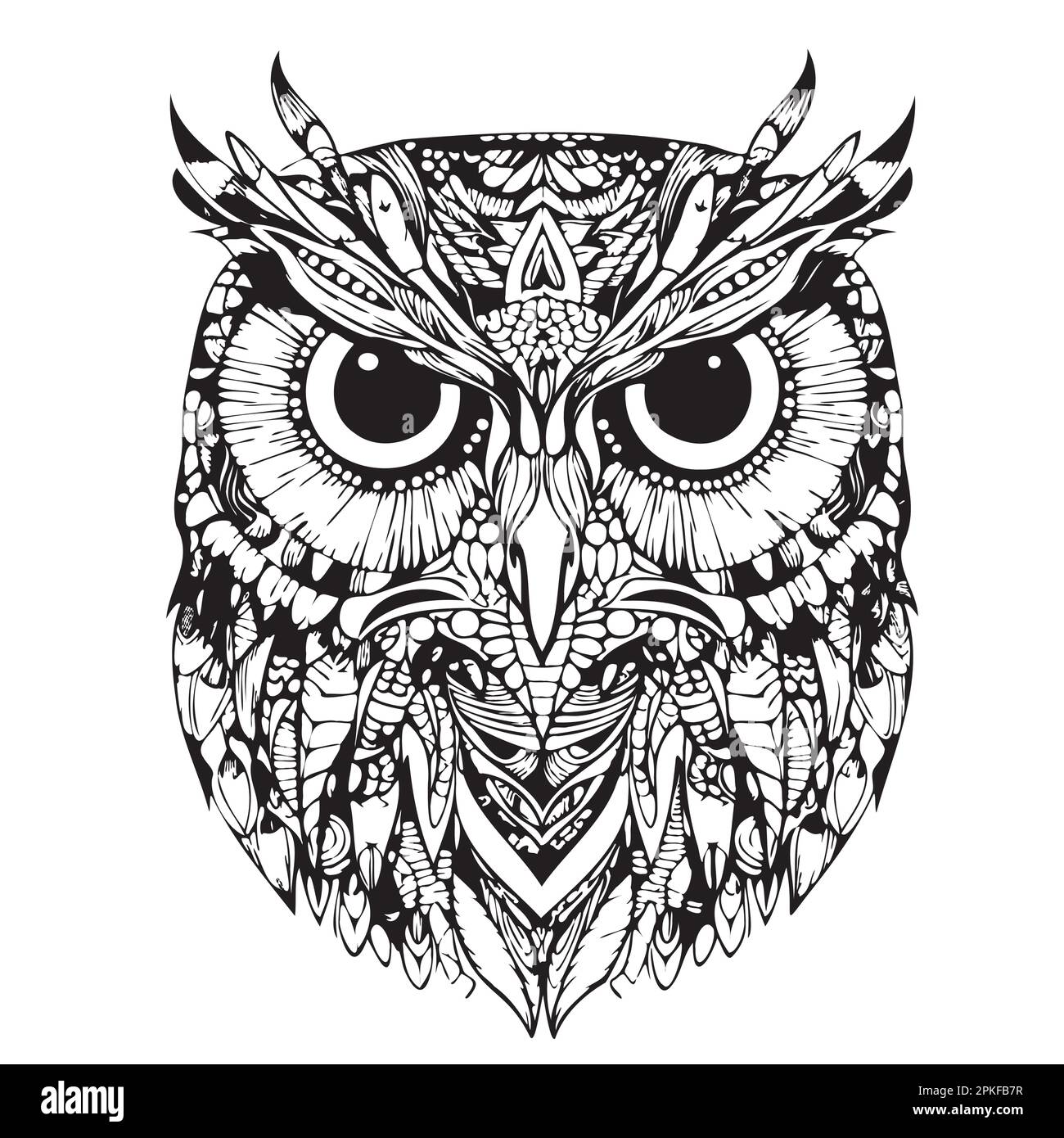 Black And White Cartoon Owls