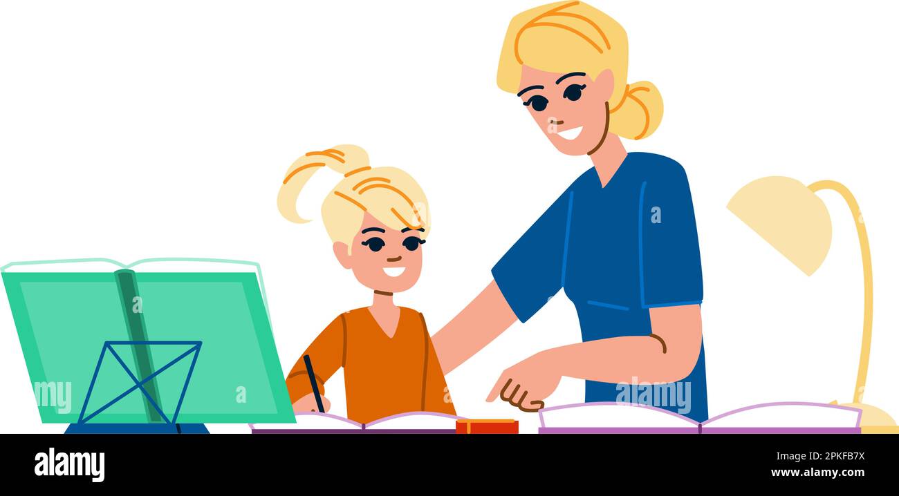 doing homework mother vector Stock Vector Image & Art - Alamy