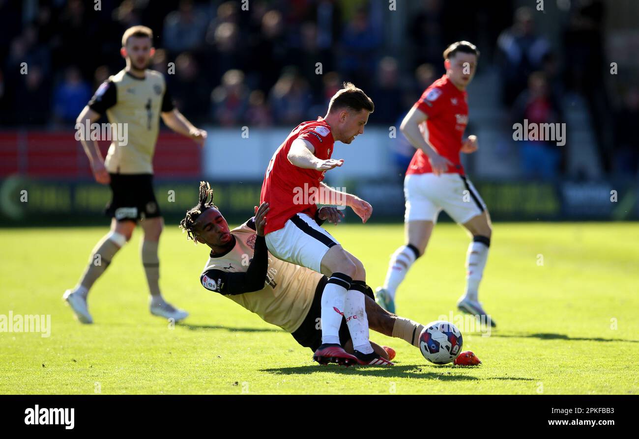 Leyton Orient’s Jayden Sweeney tackles Elliot Watt Salford City’s ...