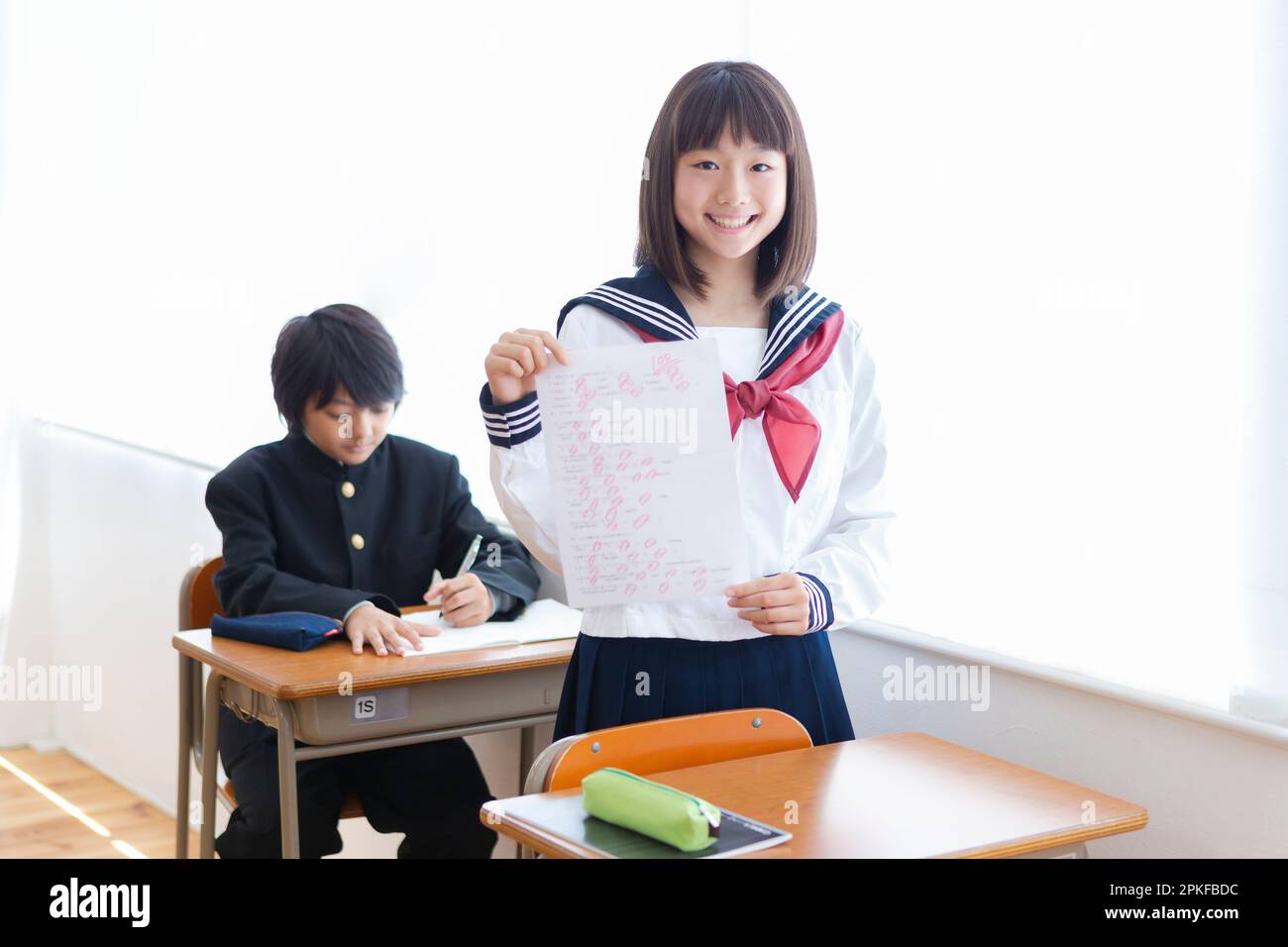 Junior high school students with a perfect score on a test Stock Photo ...