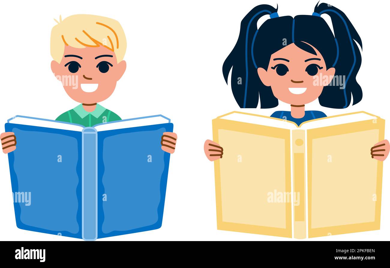 kid reading book vector Stock Vector Image & Art - Alamy