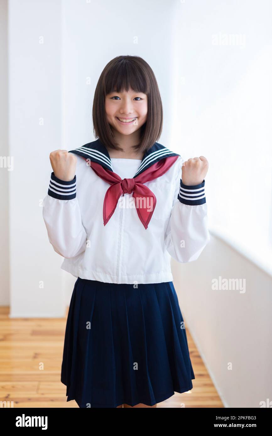 Junior High School Student Striking a Gut Pose Stock Photo - Alamy