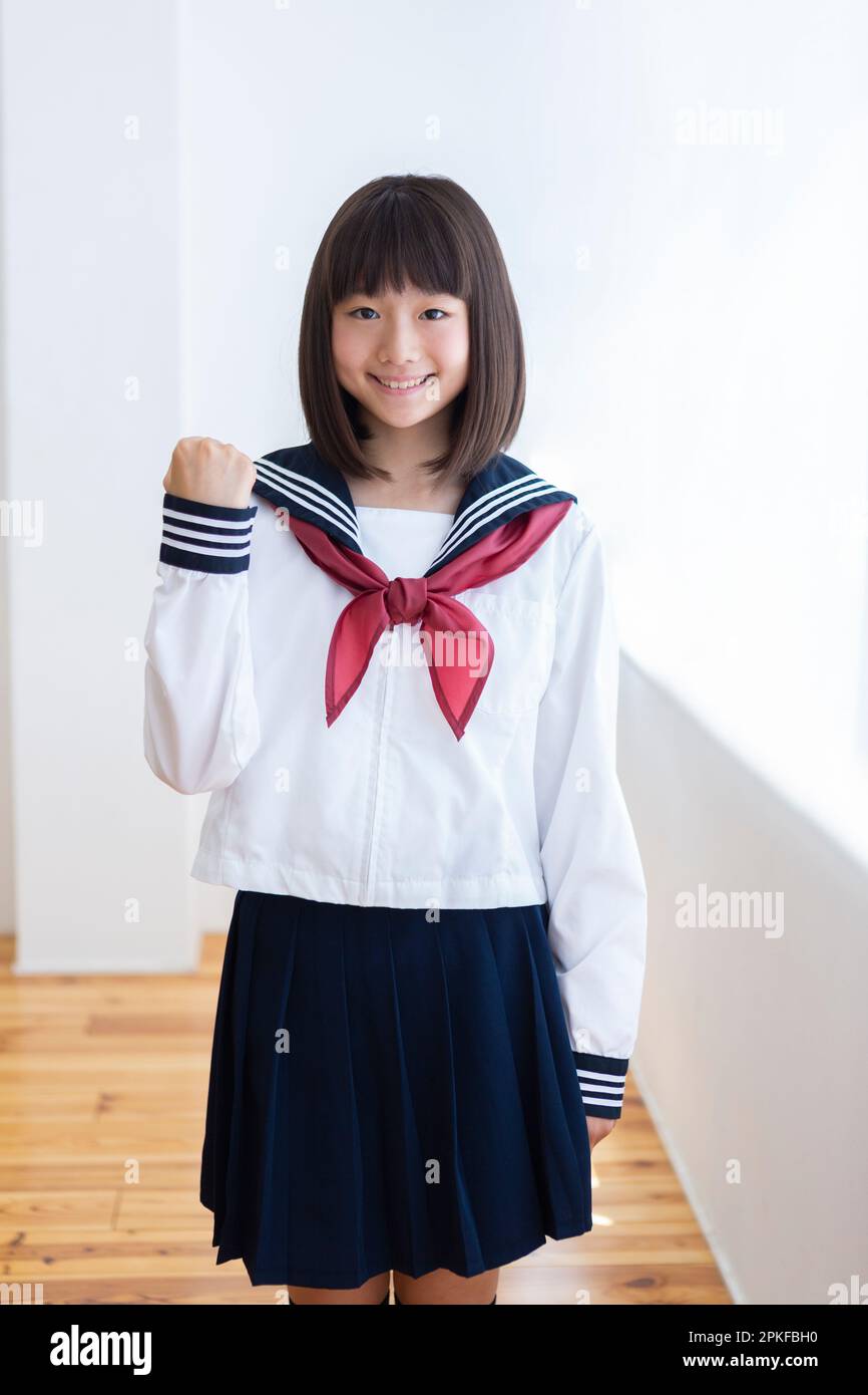 Junior High School Students Striking a Gut Pose Stock Photo - Alamy