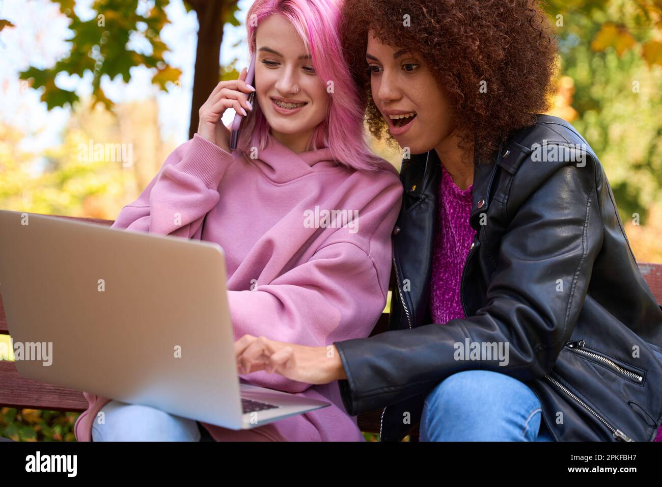 Lady calling on mobile phone in presence of her friend Stock Photo - Alamy
