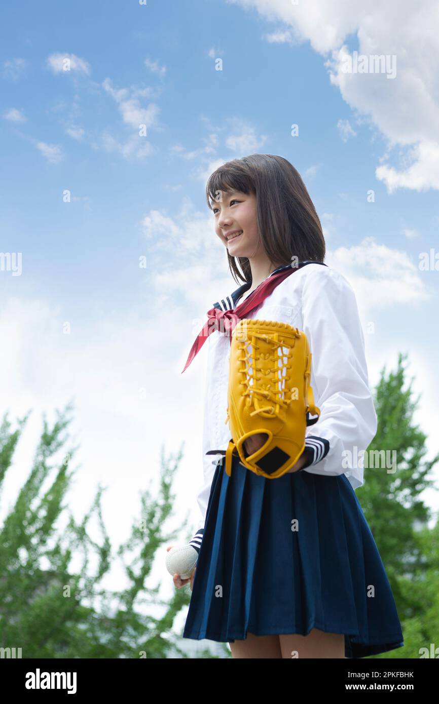 Junior High School Students Playing Catch Stock Photo - Alamy