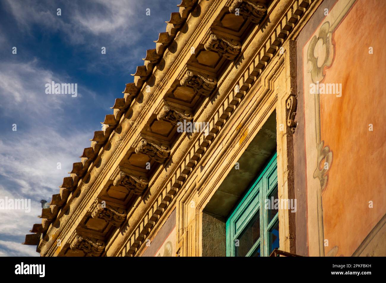 Detail of the cornice of the episcopal palace in Murcia, Spain of ...