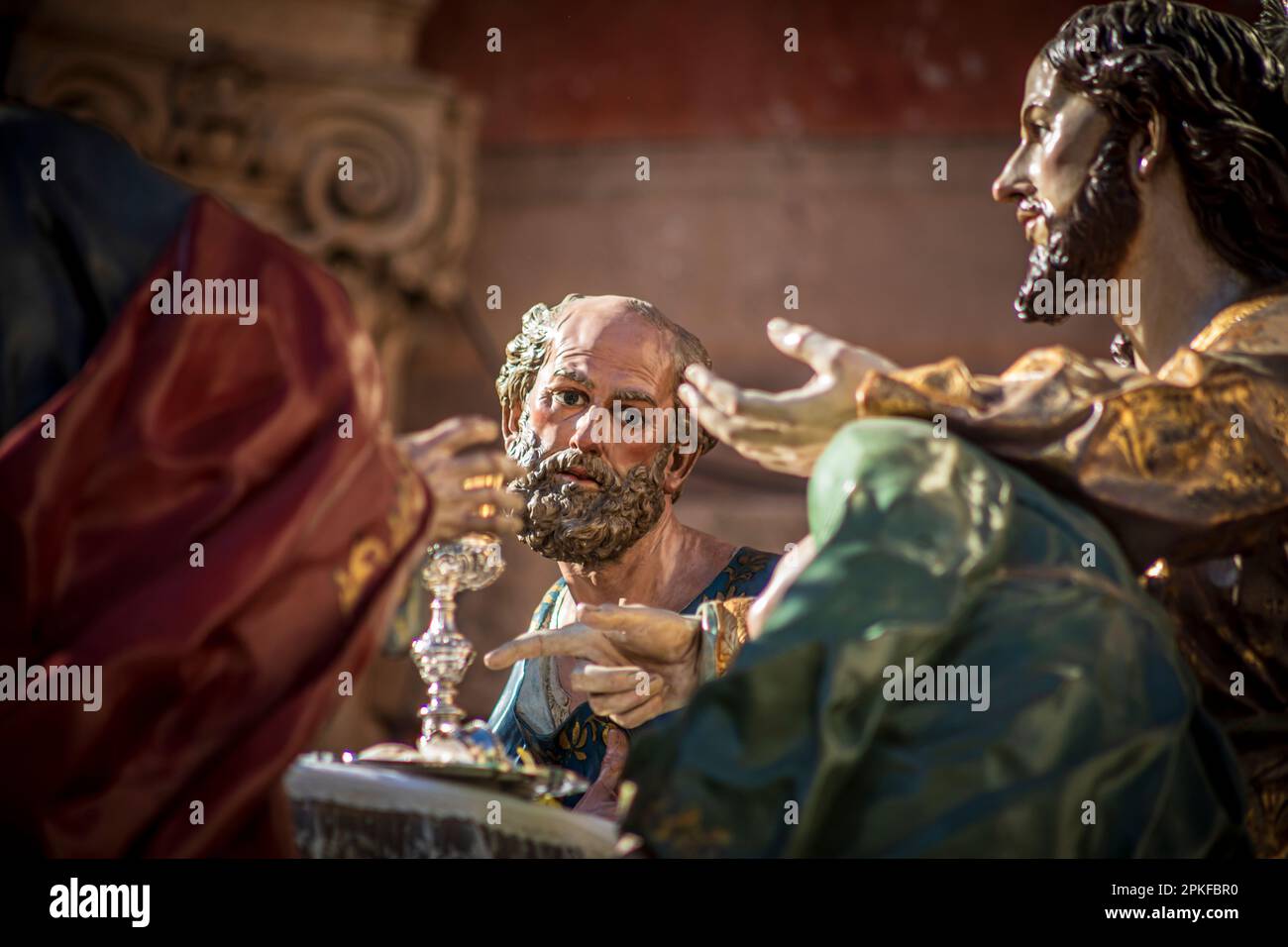 Detail of the sculptural throne of The Last Supper by the sculptor ...