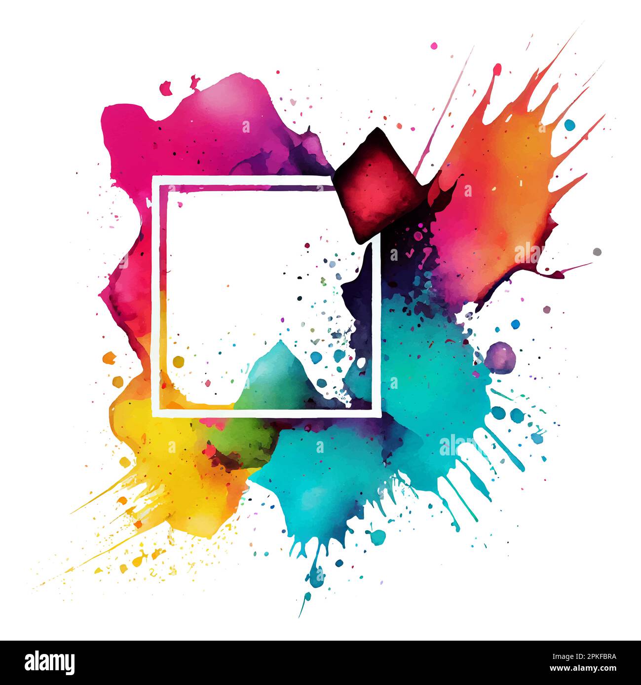 vector illustration of colorful frame watercolor splash isolated on ...