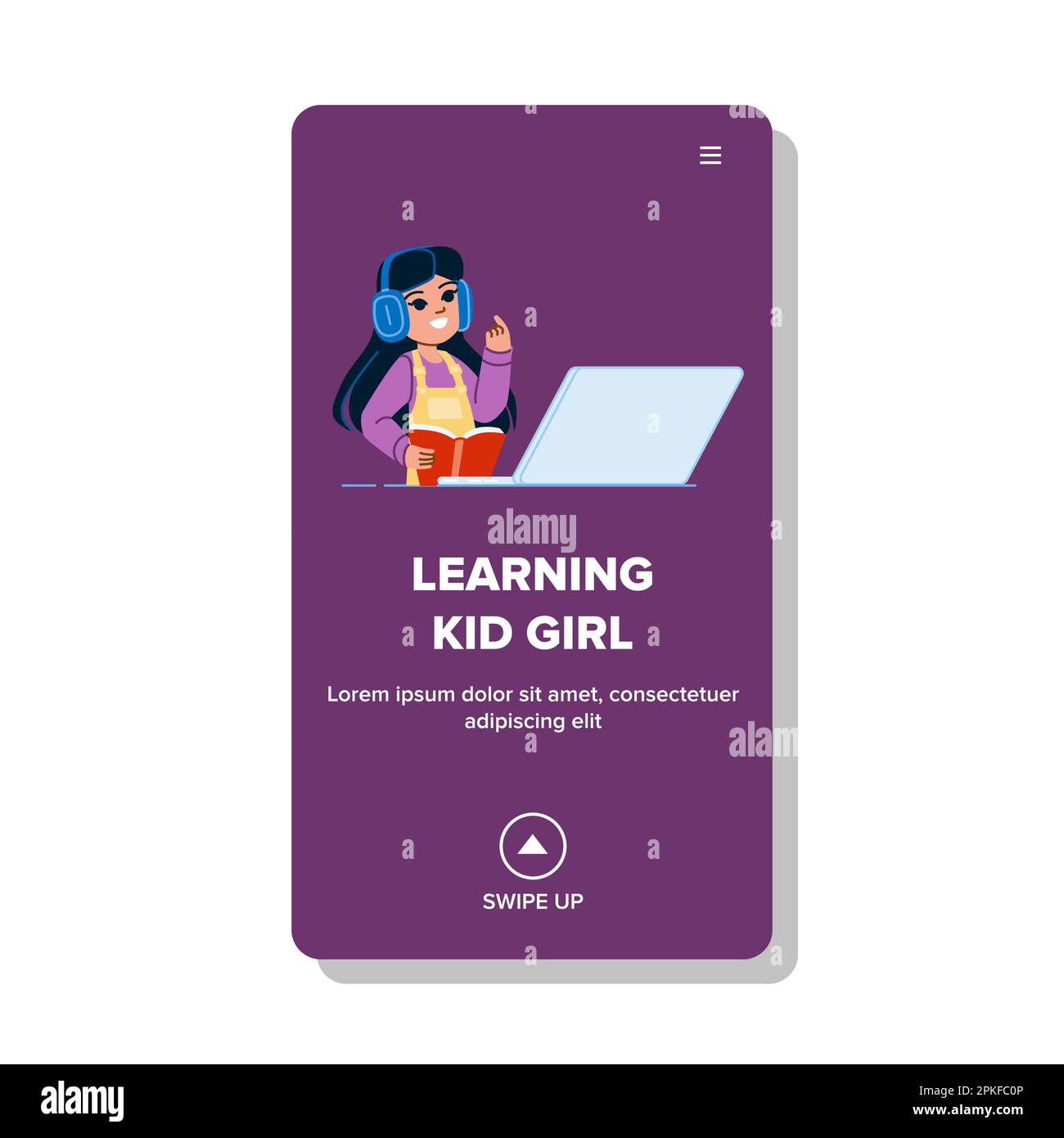 learning kid girl vector Stock Vector Image & Art - Alamy