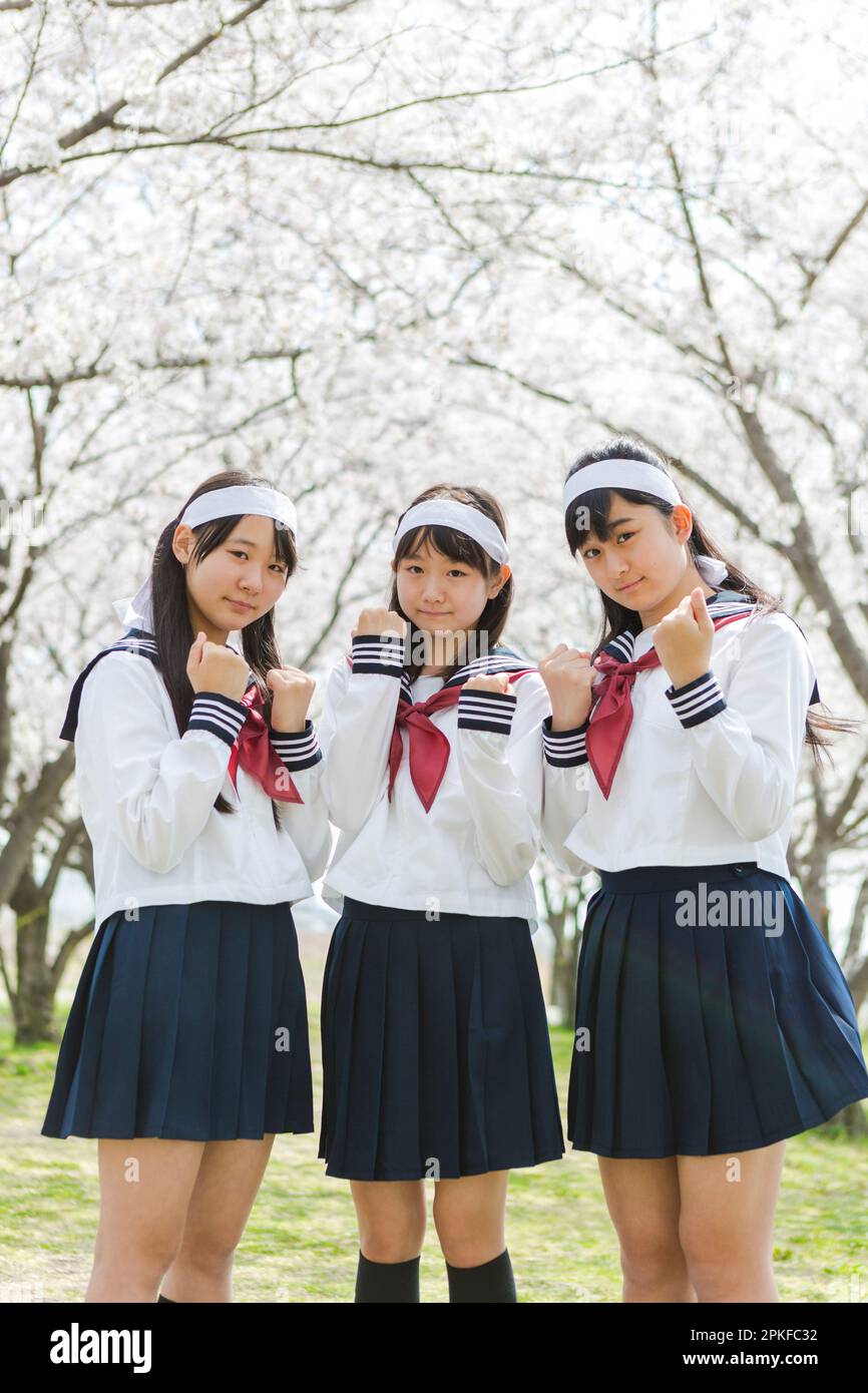 School girls cheering Stock Photo - Alamy