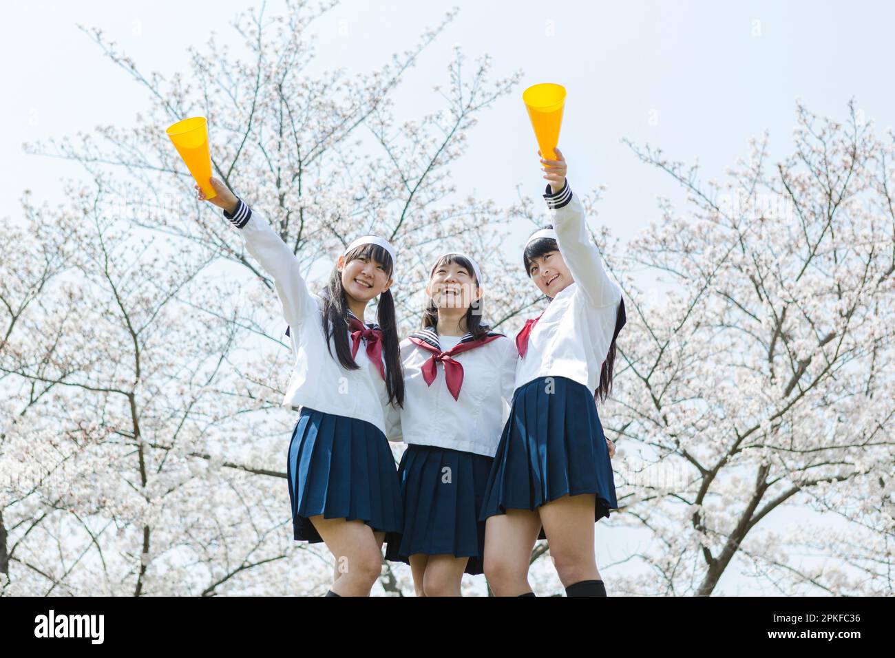 School girls cheering Stock Photo - Alamy