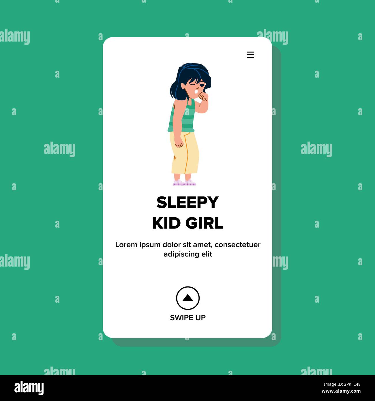 sleepy kid girl vector Stock Vector Image & Art - Alamy