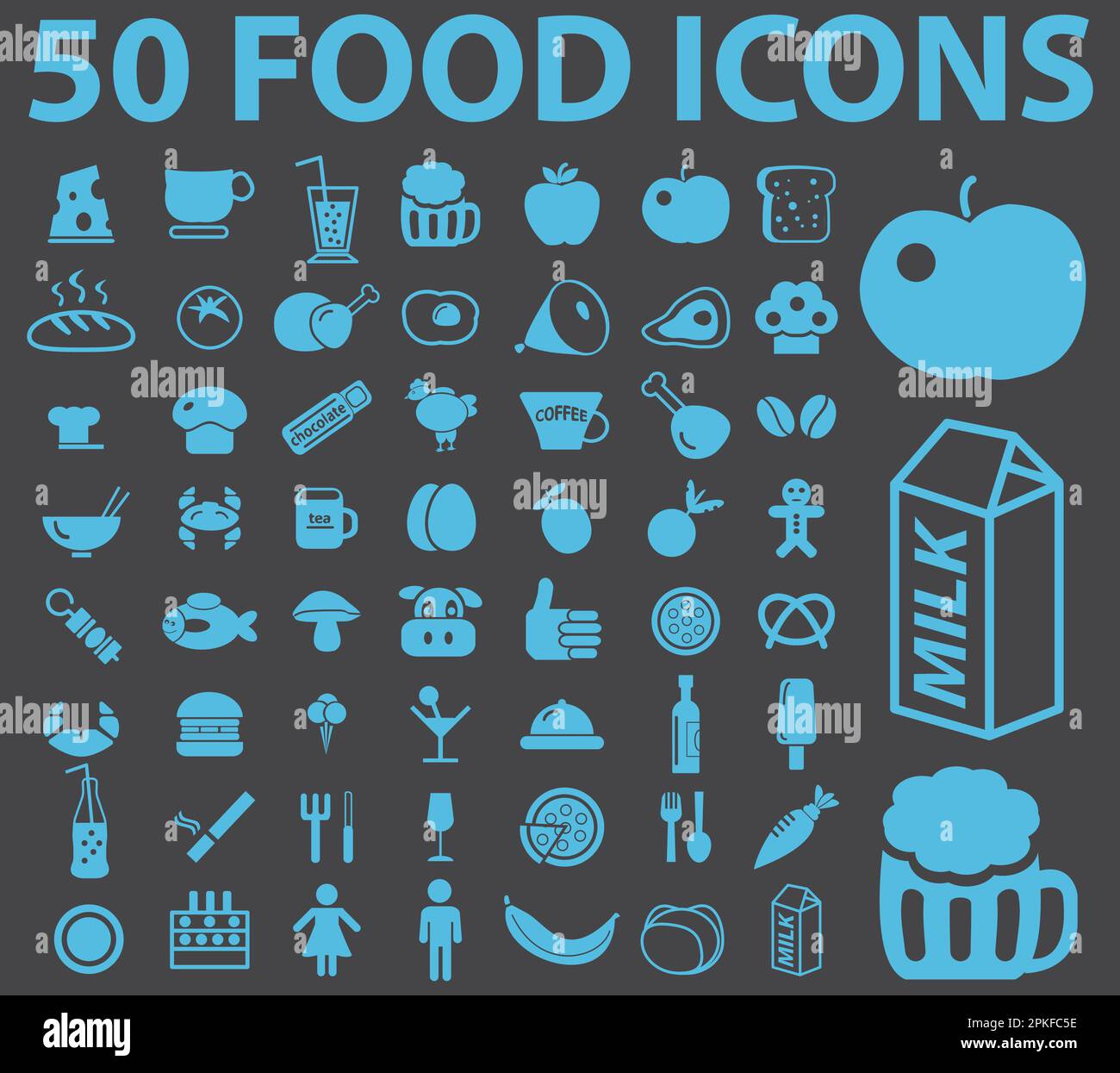 A set of 50 food icons vector illustration Stock Vector Image & Art - Alamy