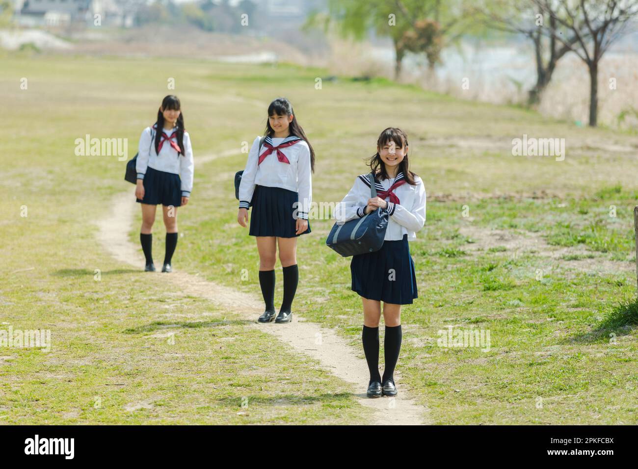 Japanese school line up hi-res stock photography and images - Alamy