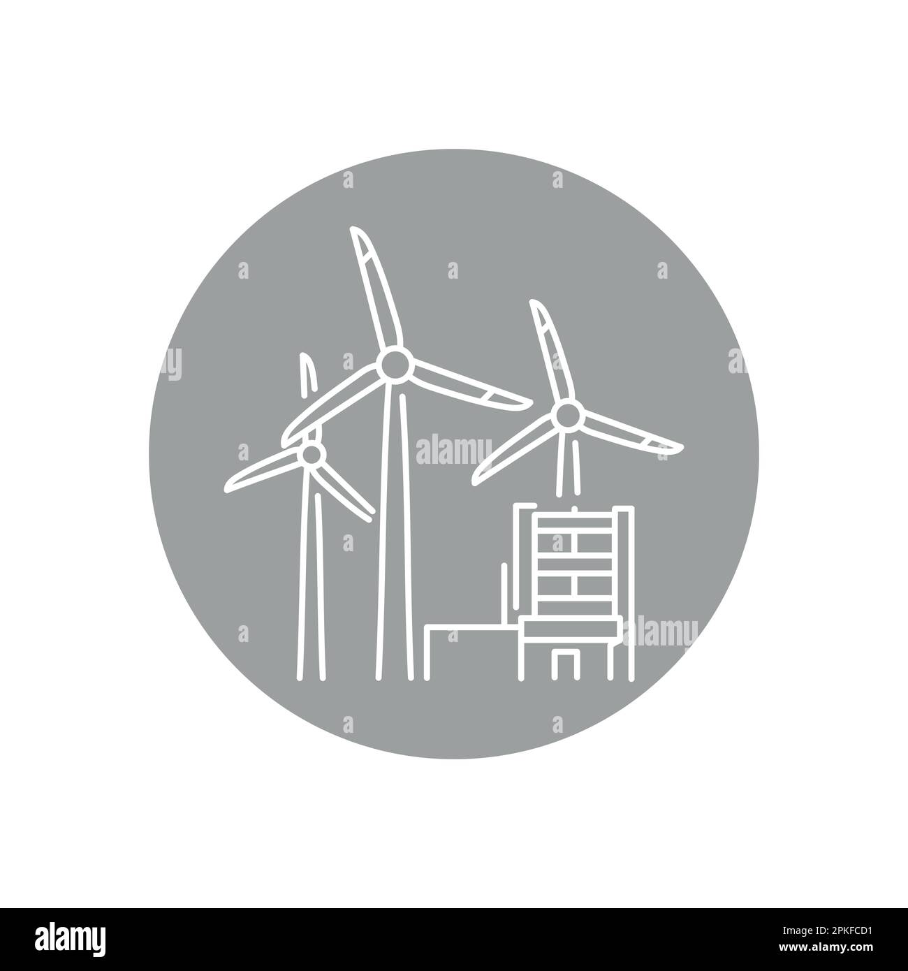 Wind turbines factory color line icon. Renewable energy sources ...