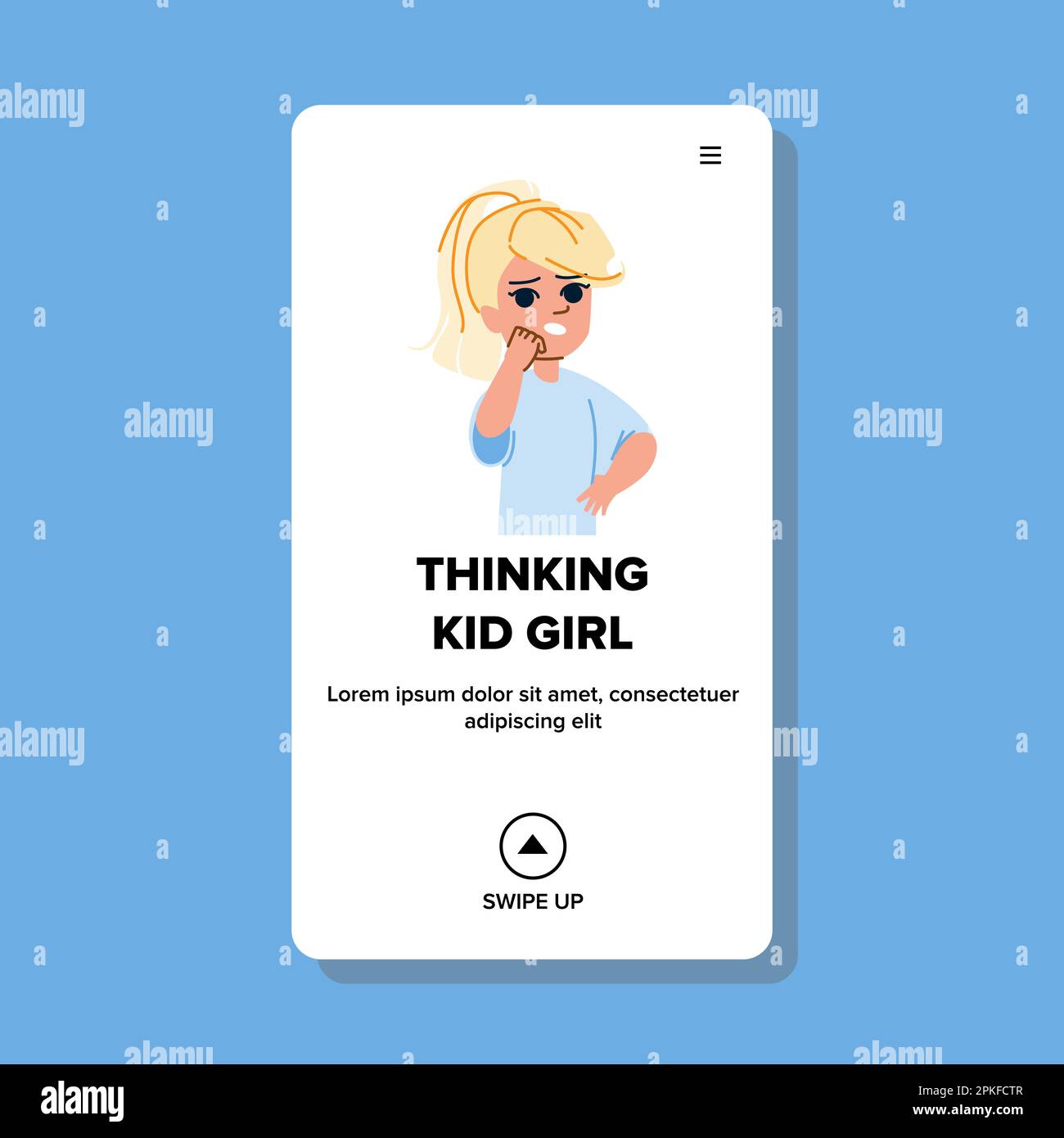 thinking kid girl vector Stock Vector Image & Art - Alamy