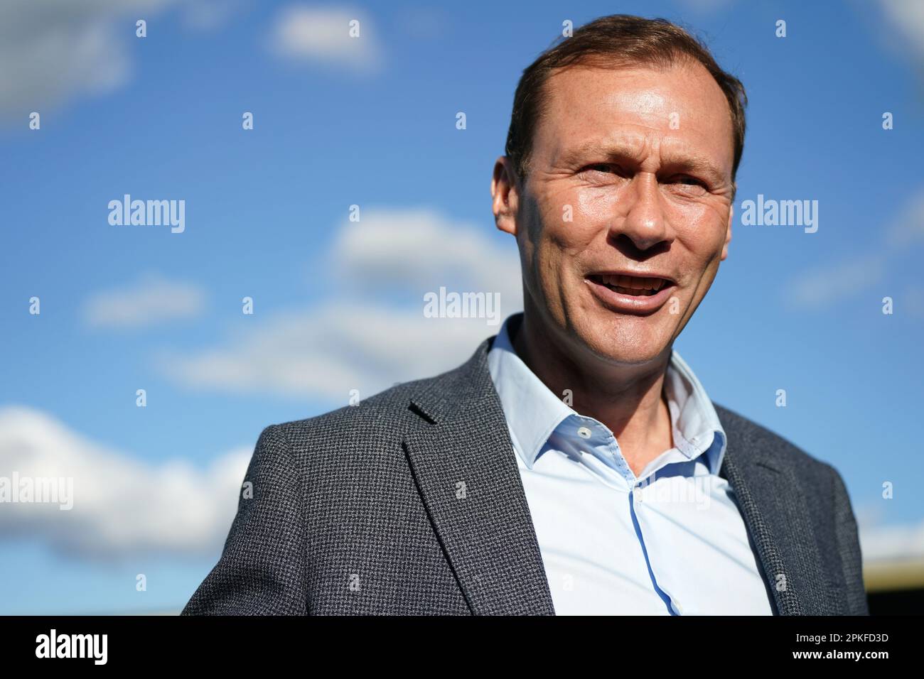 Forest Green Rovers manager Duncan Ferguson speaks to the media after ...