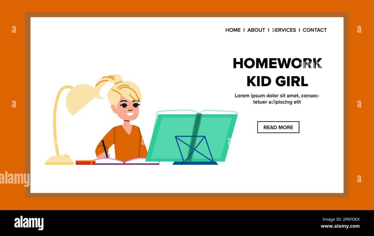 homework kid girl vector Stock Vector Image & Art - Alamy