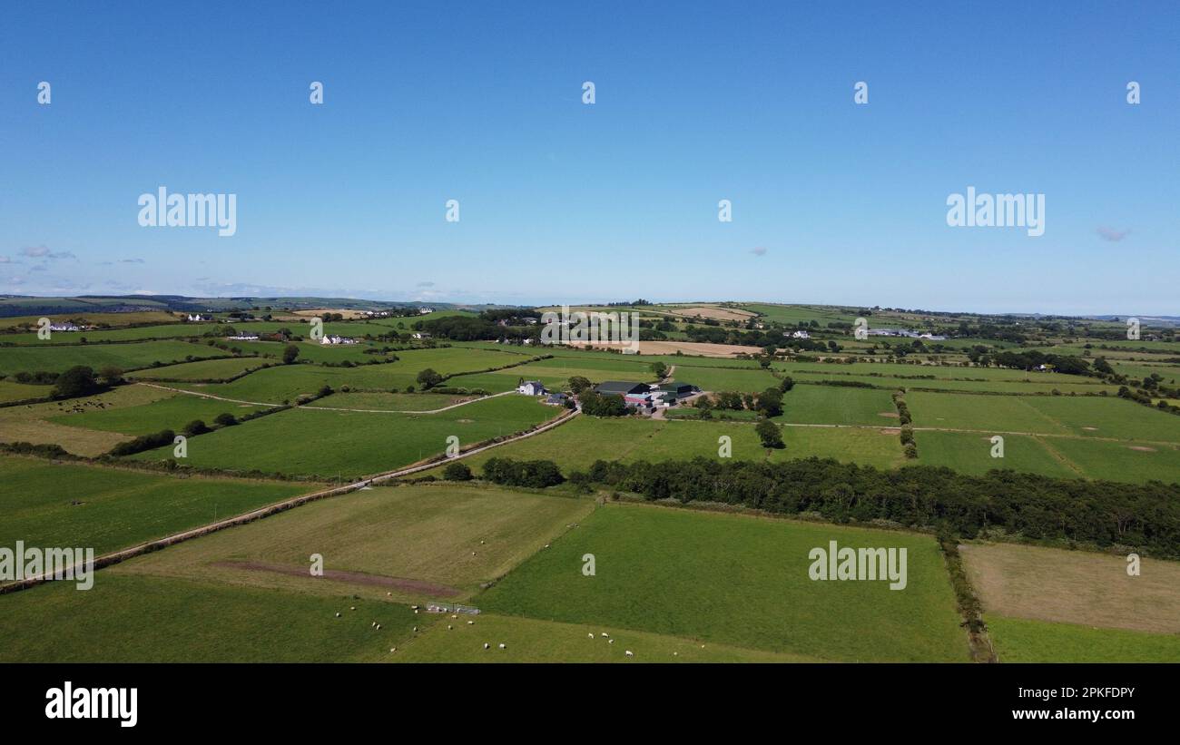 Agricultural landscape of West Cork on a summer afternoon, top view ...