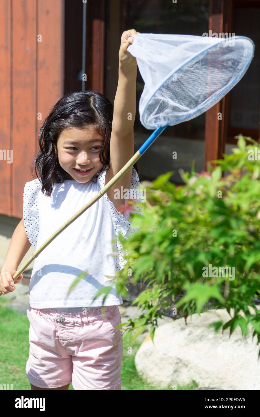 A girl catching insects Stock Photo - Alamy