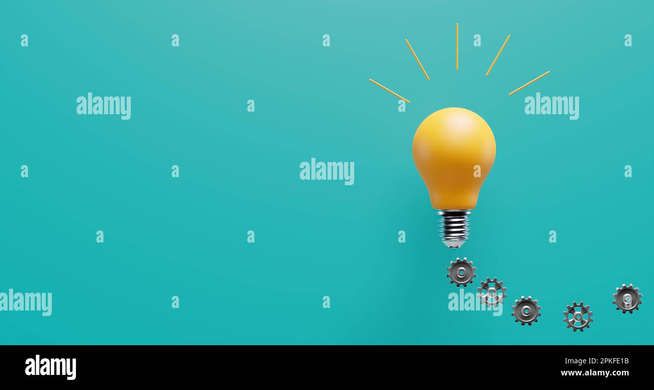 Light bulb and gears. Brainstorming ideas, invention innovative solution. 3d rendering Stock ...