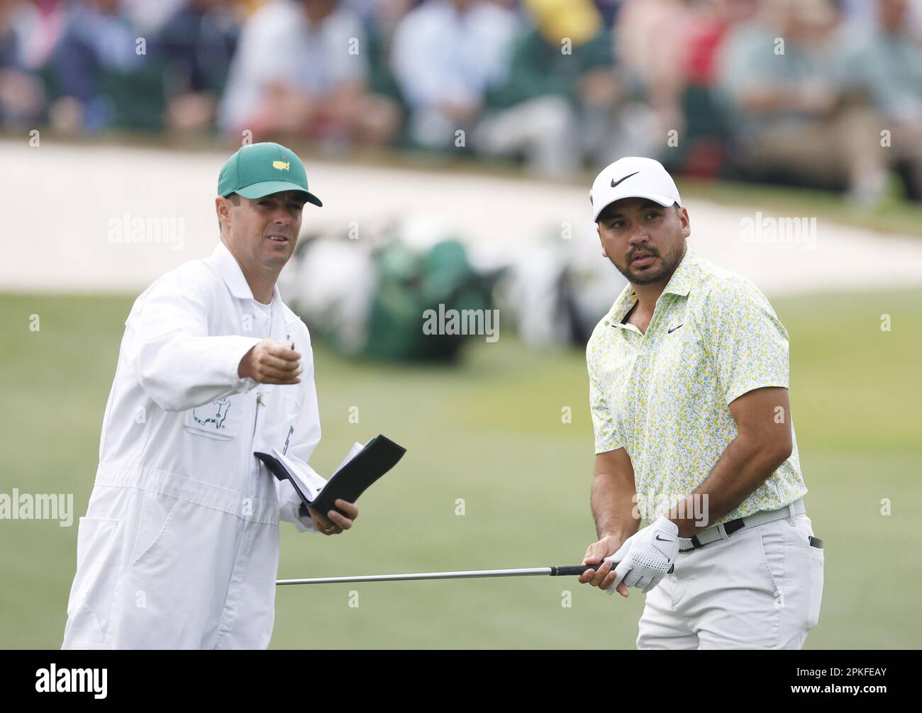 Augusta, United States. 07th Apr, 2023. Jason Day of Australia lines up ...