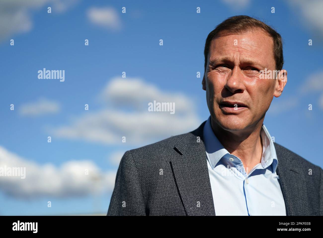 Forest Green Rovers manager Duncan Ferguson speaks to the media after ...