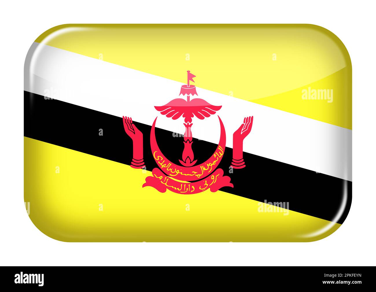 Brunei web icon rectangle button with clipping path 3d illustration ...