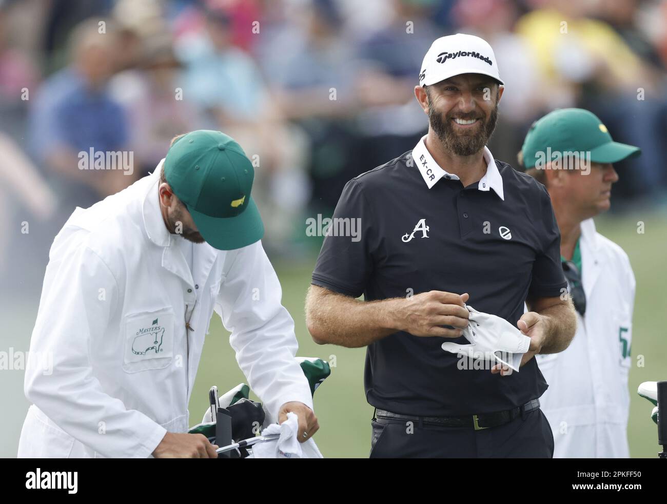 Augusta, United States. 07th Apr, 2023. Dustin Johnson smiles on the ...