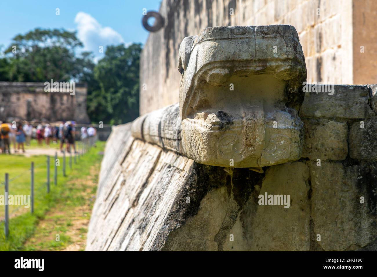 Feathered serpent of the ball game of the Mayan city of Chichen Itza in ...