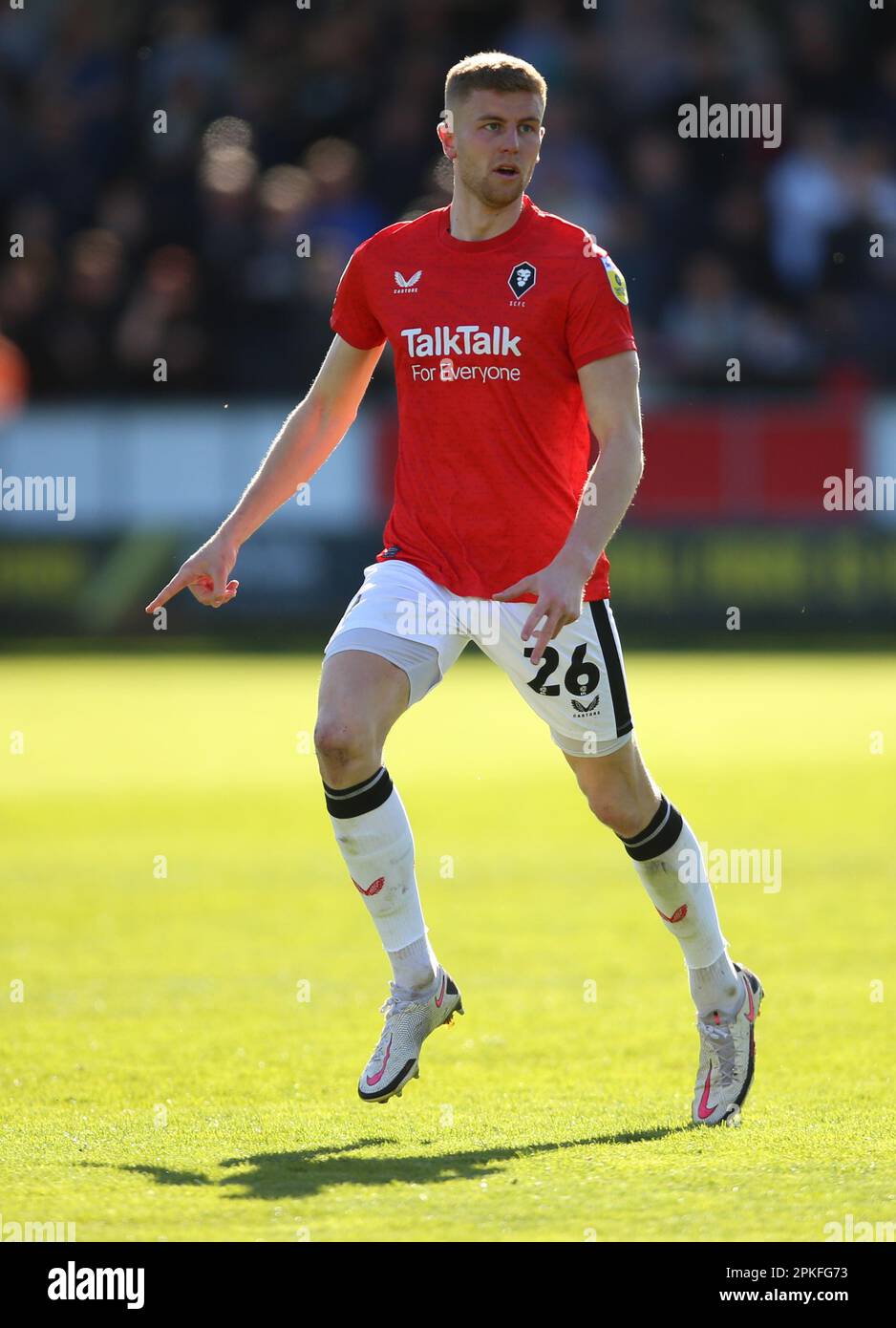 Salford City’s Ryan Leak in action during the Sky Bet League One match ...