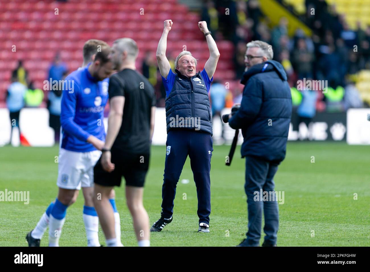 Neil Warnock Manager of Huddersfield Town celebrates after their side’s ...