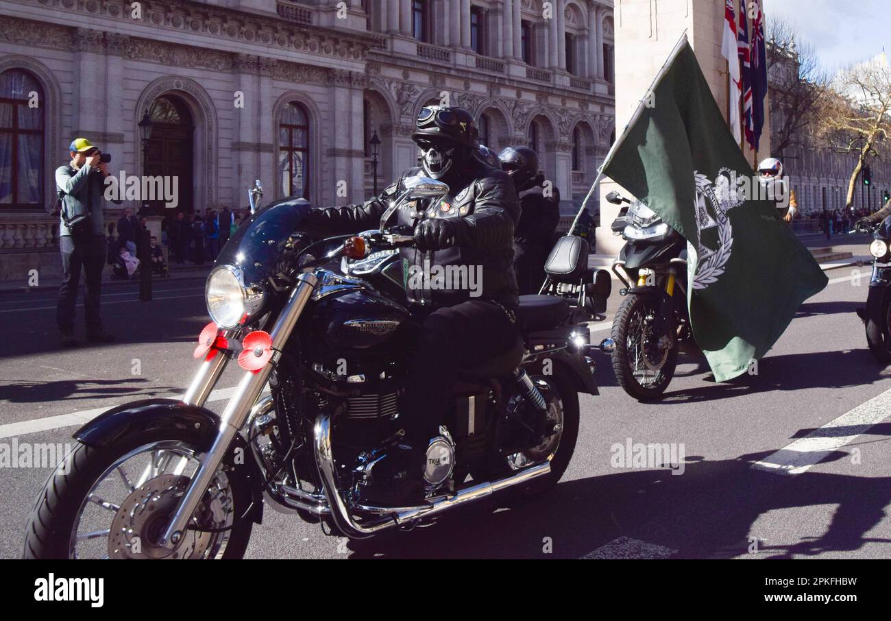 London, England, UK. 7th Apr, 2023. Rolling Thunder bikers pass through ...