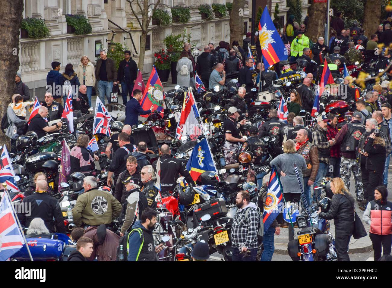 London, England, UK. 7th Apr, 2023. Rolling Thunder bikers gather near ...