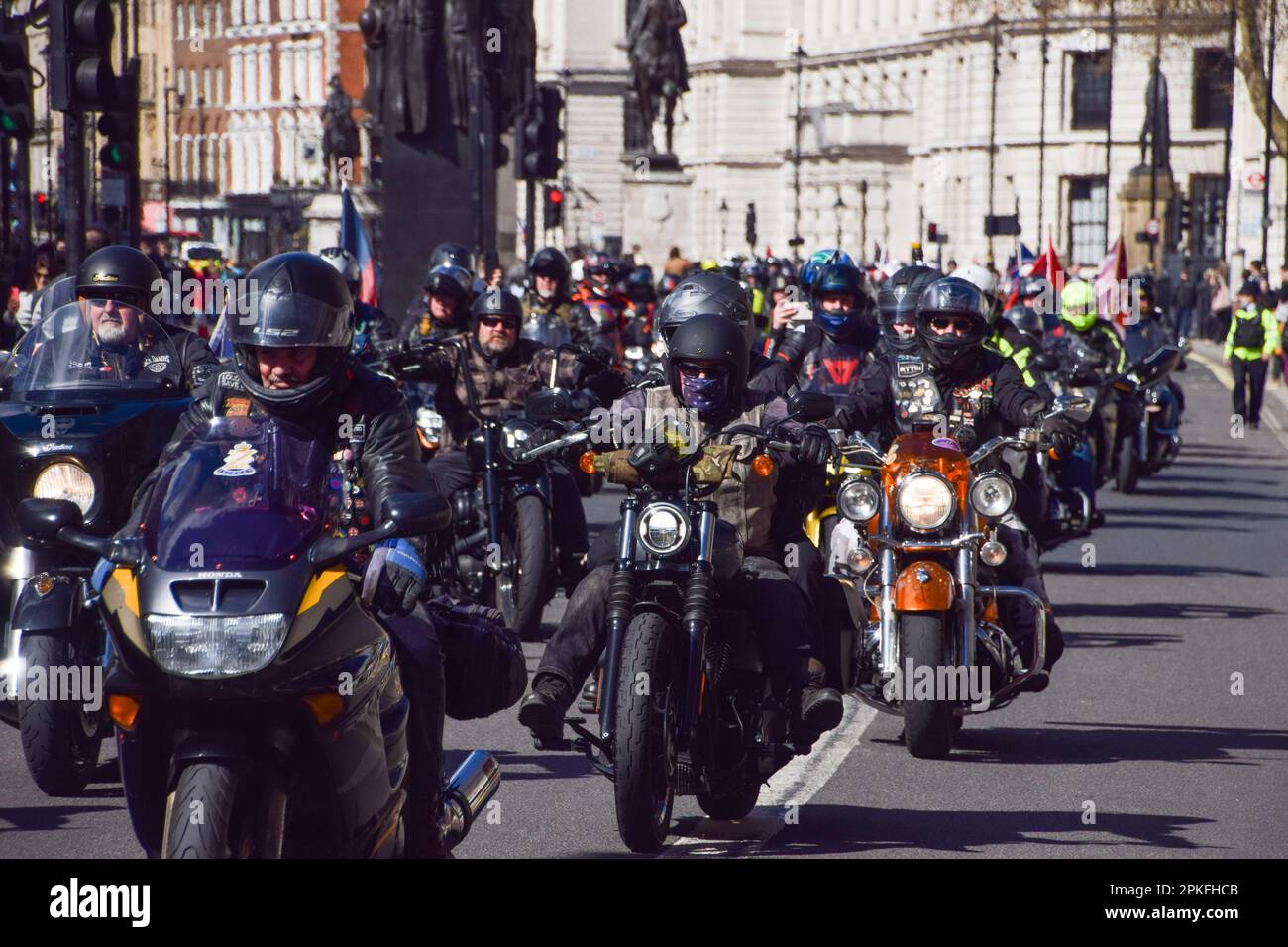 London, England, UK. 7th Apr, 2023. Rolling Thunder bikers pass through ...