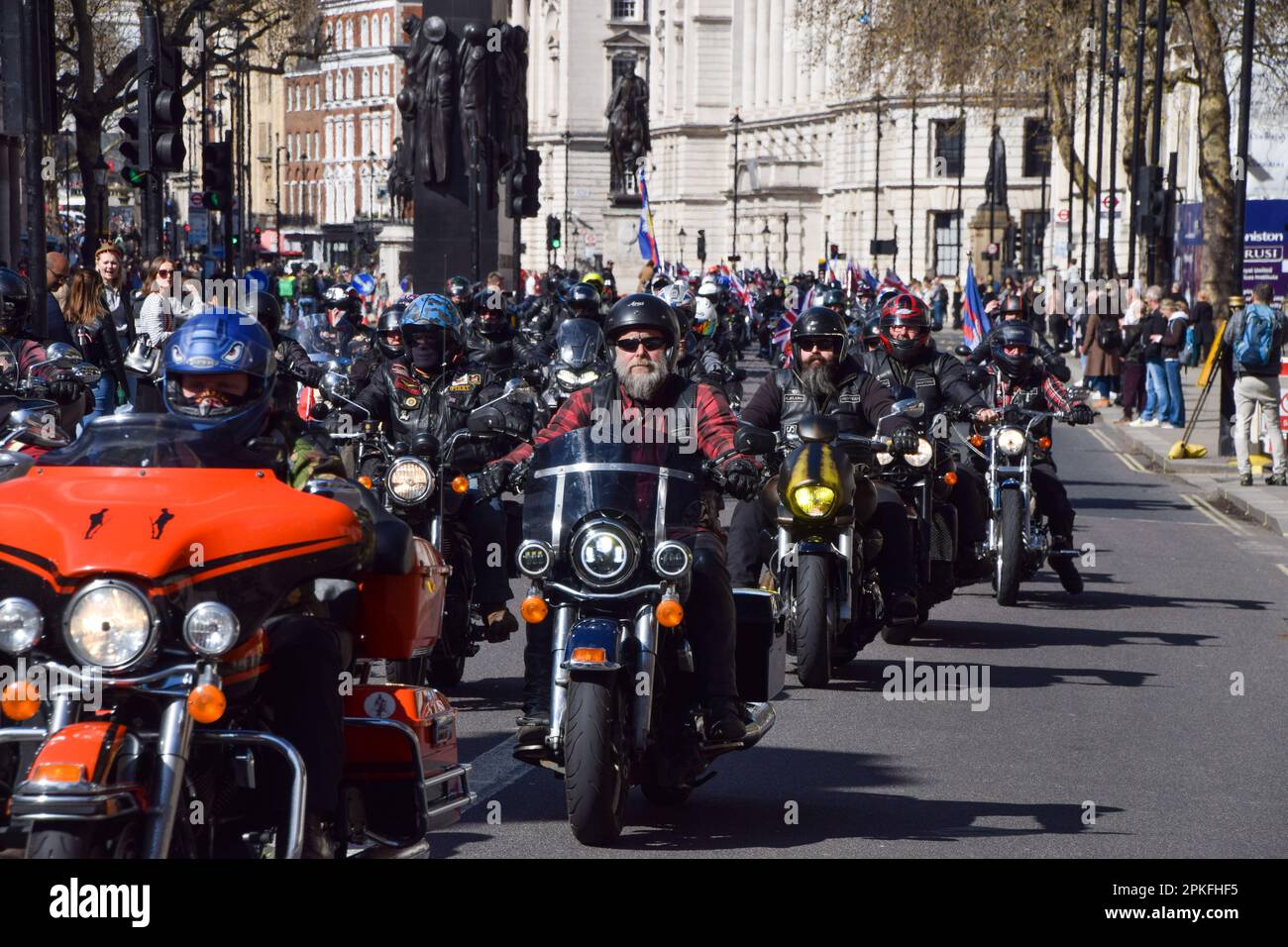London, England, UK. 7th Apr, 2023. Rolling Thunder bikers pass through ...