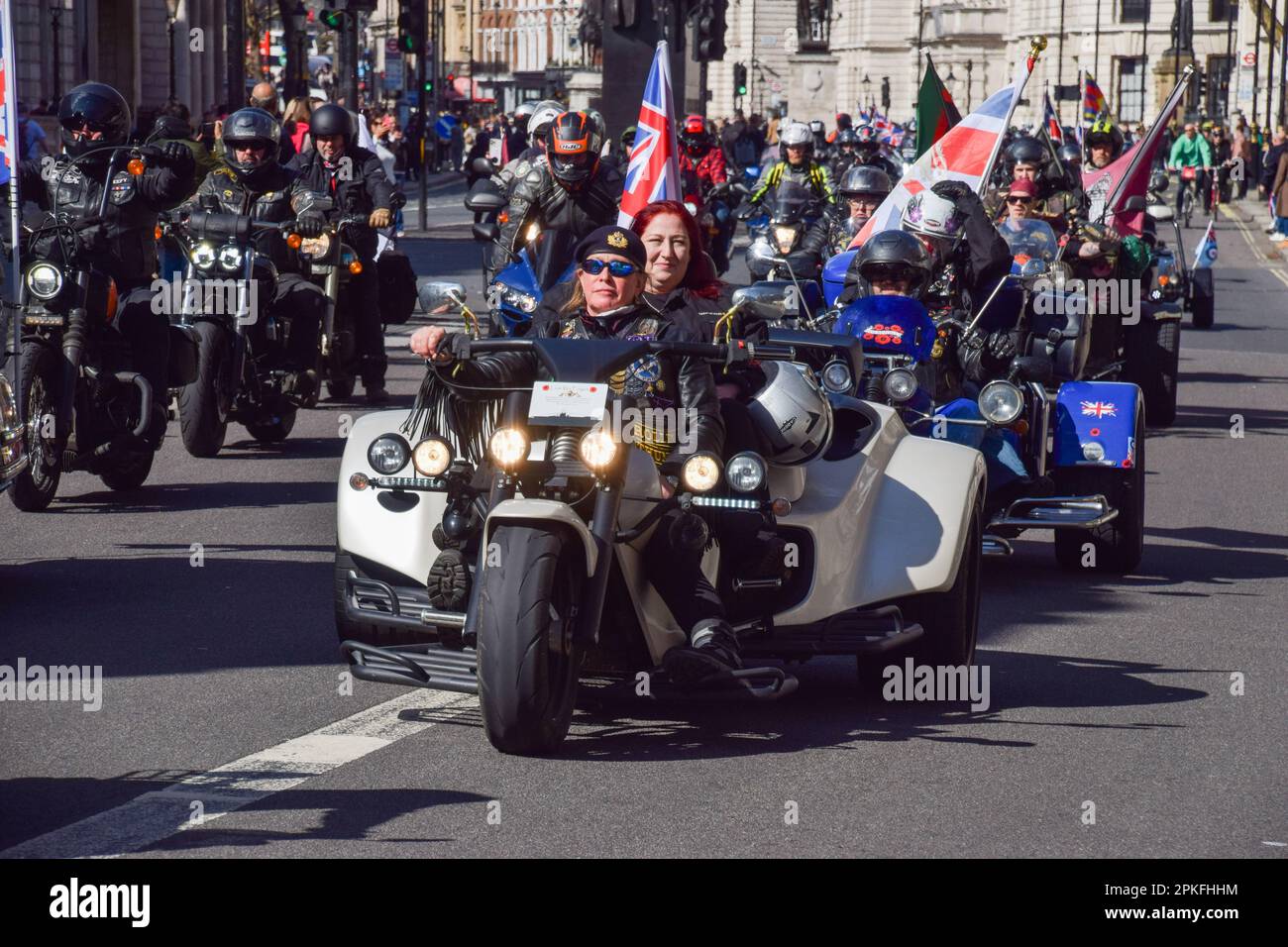 London, England, UK. 7th Apr, 2023. Rolling Thunder bikers pass through ...