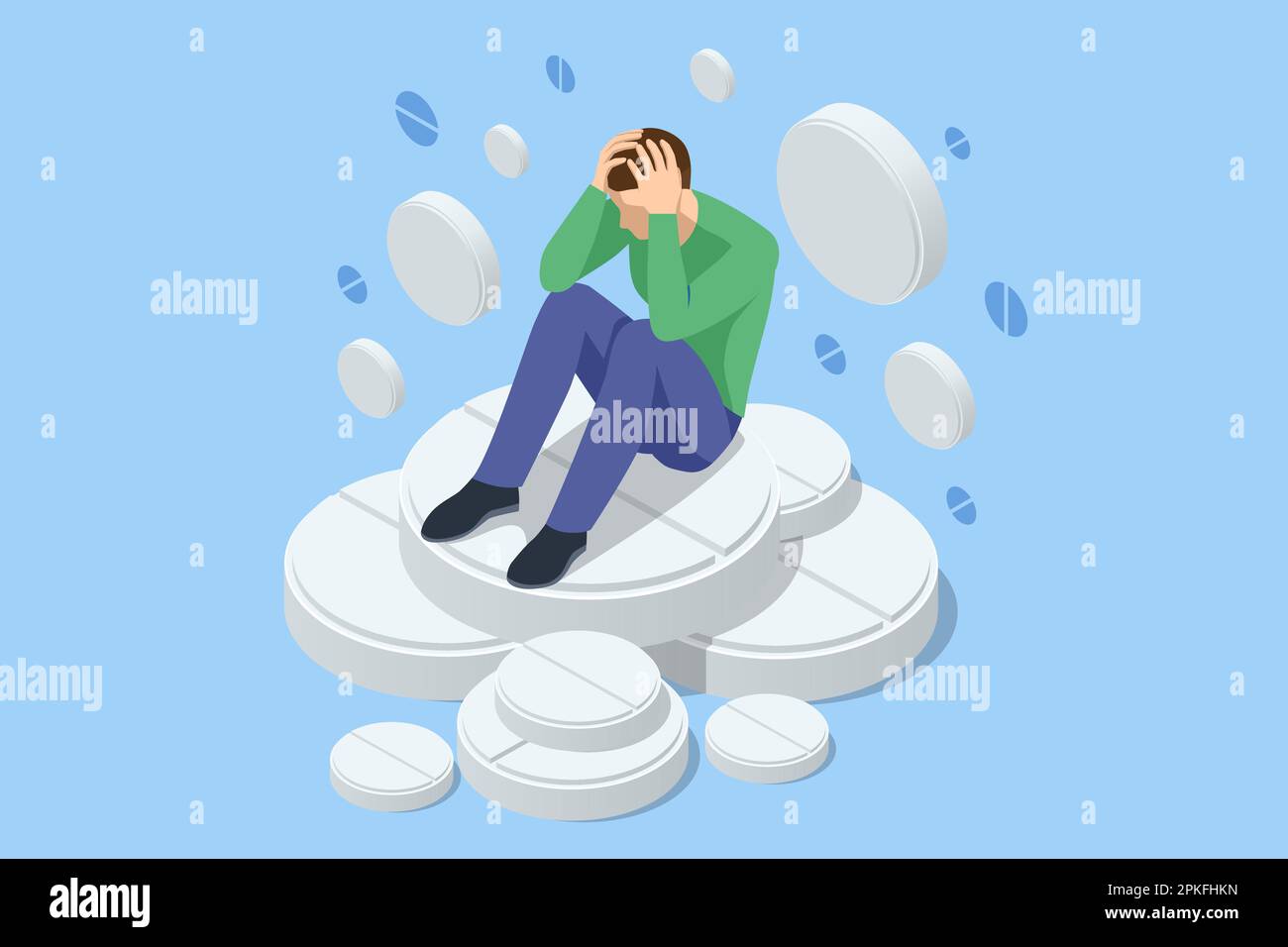 Isometric concept of dependence on pills, drugs, antidepressants ...