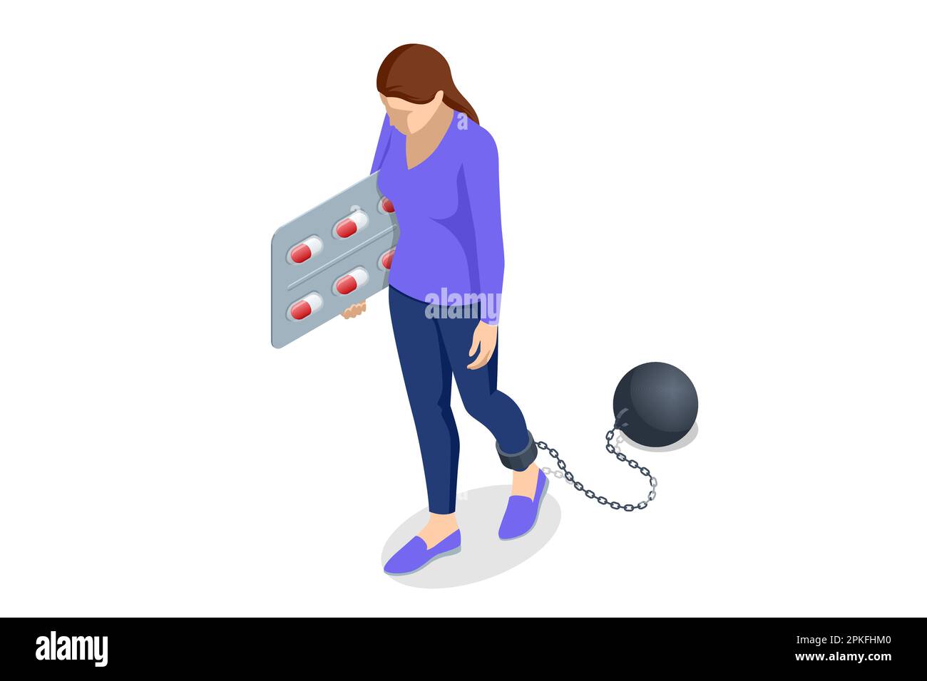 Isometric Concept Of Dependence On Pills Drugs Antidepressants